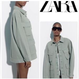 Zara | Jackets & Coats | Nwt Zara Utility Overshirt Light Green | Poshmark
